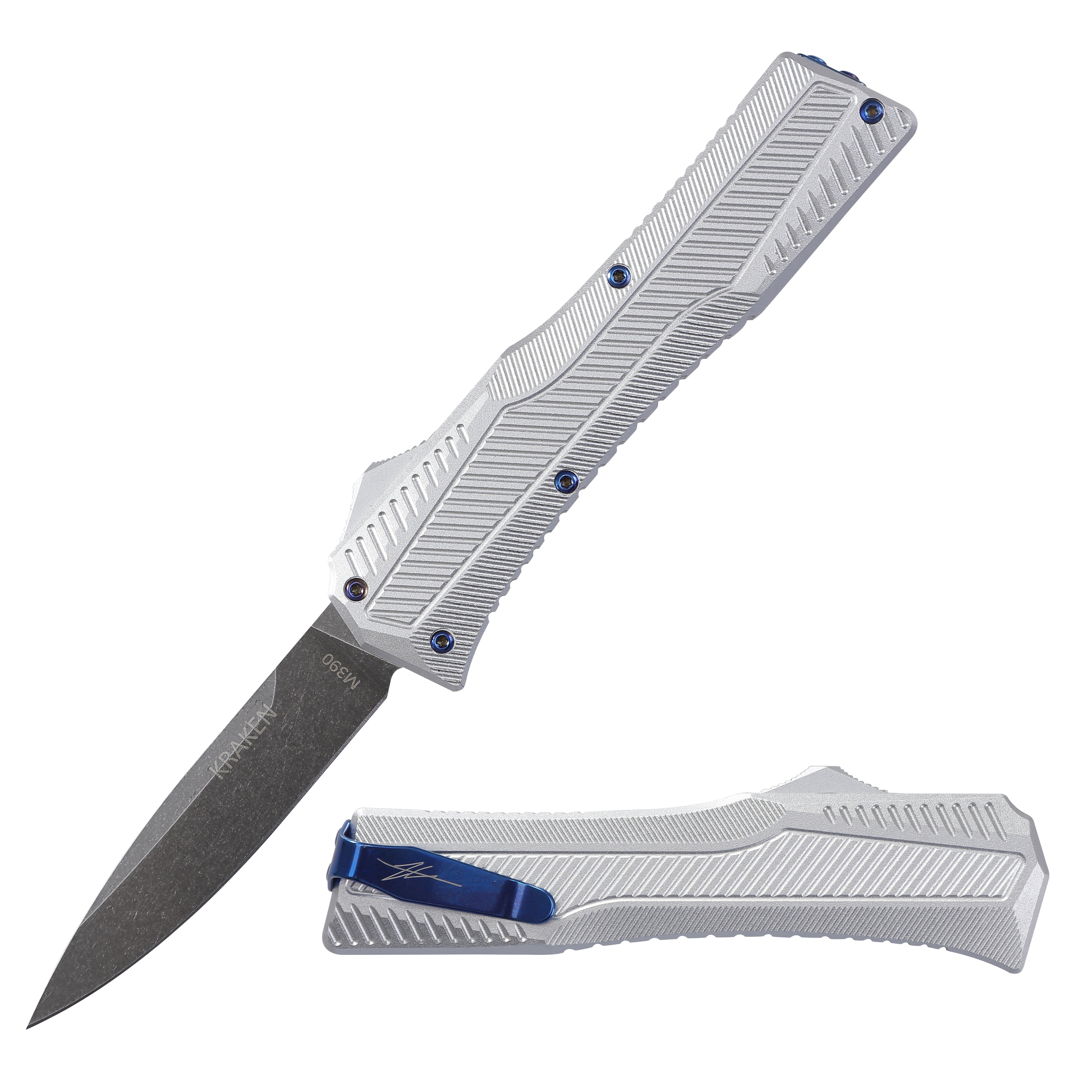 KRAKEN OTF - DROP POINT - SILVER KNIFE | Kratos Knives
